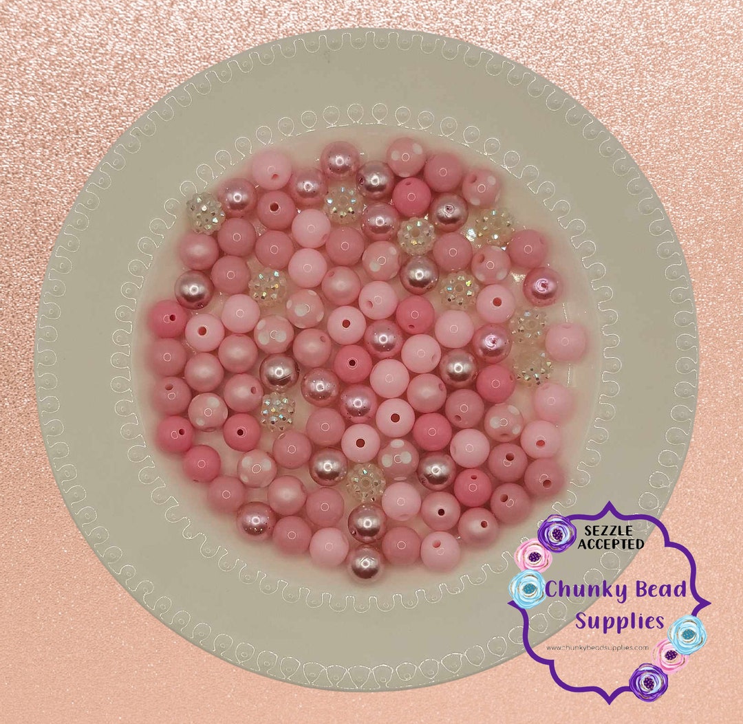 12mm bubblegum Pink 100 Bead Mix Acrylic - Etsy