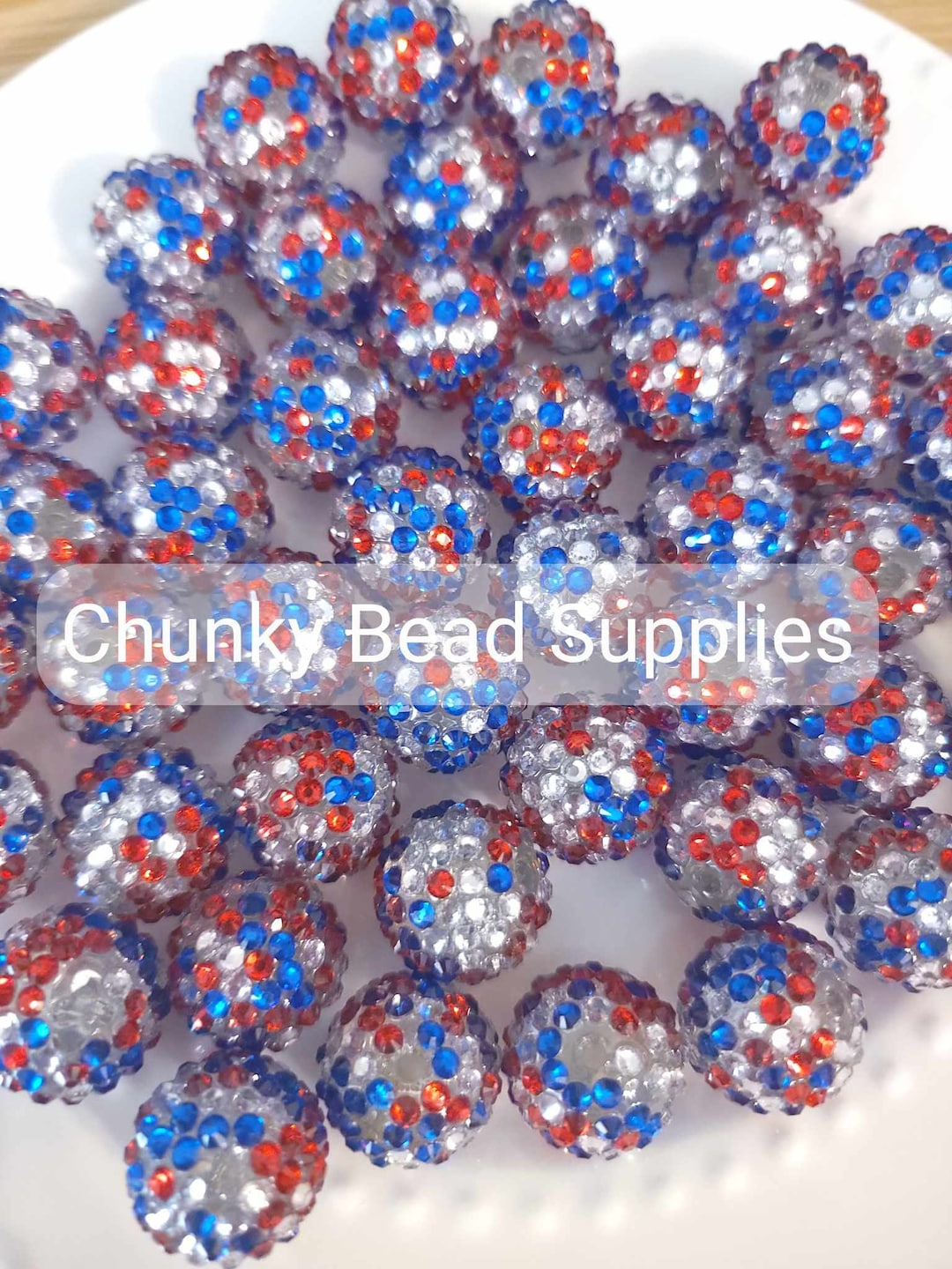 20mm Patriotic Confetti Rhinestone Beads - Etsy