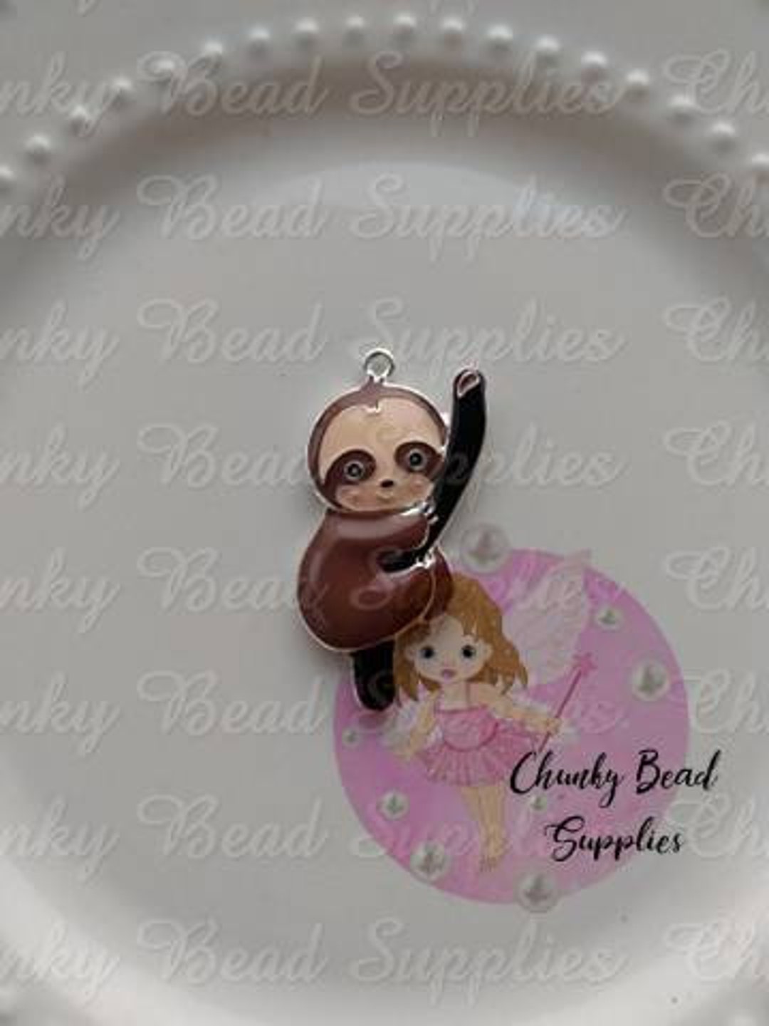 48mm sloth Custom Enamel Pendant Chunky Bead - Etsy