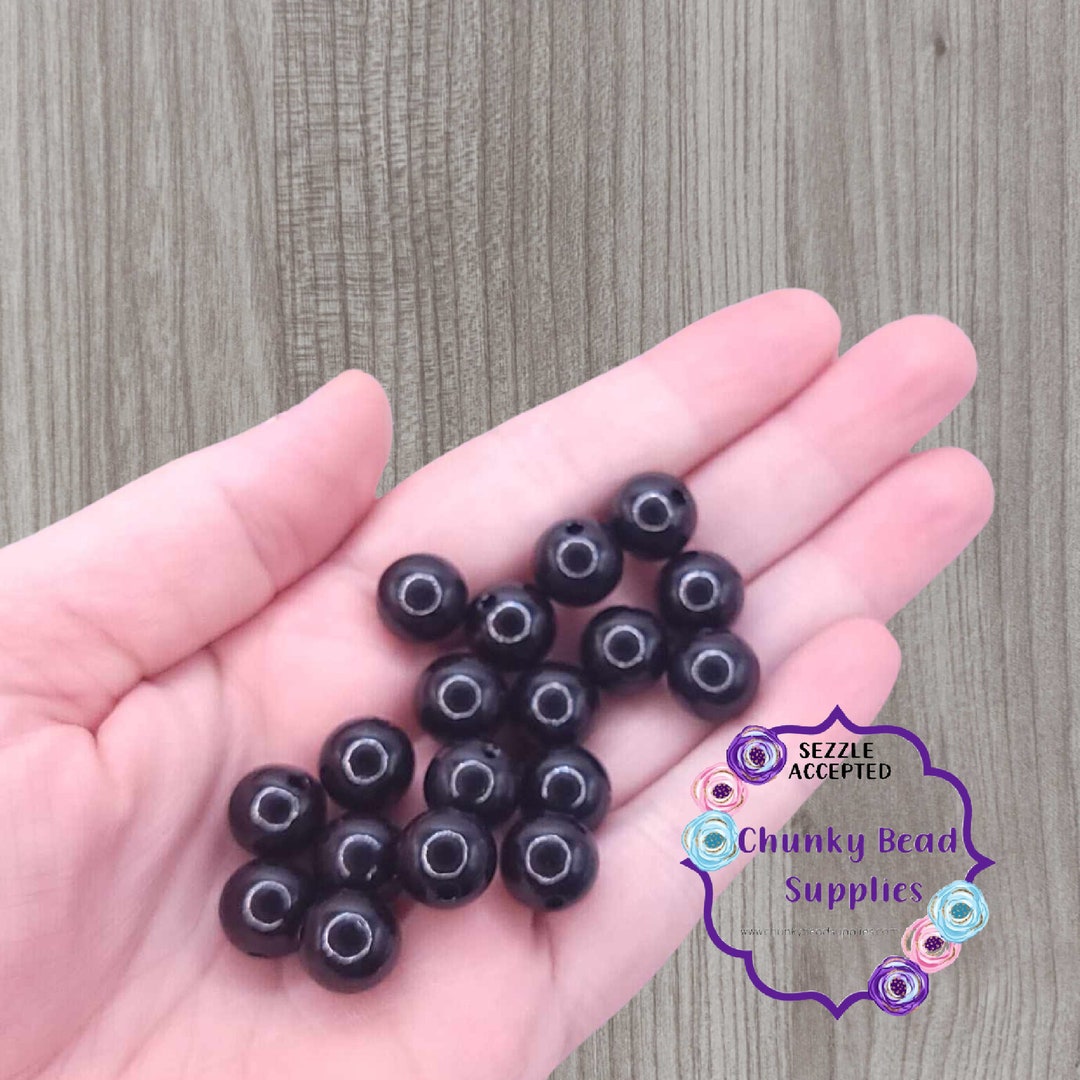 12mm black Acrylic Pearls, CBS, Chunky Bead Supplies, Faux Pearls, 12mm ...