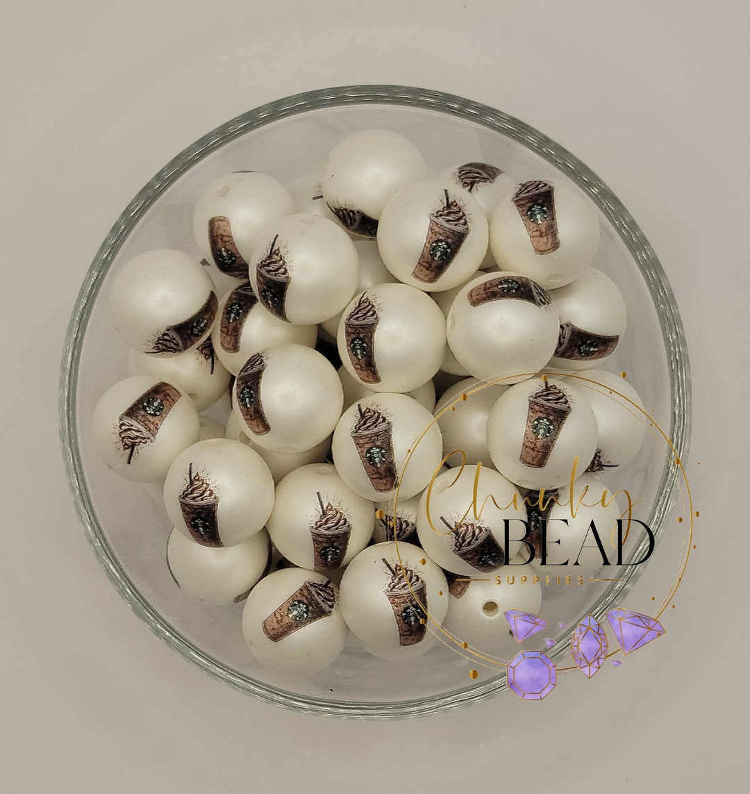20mm coffee Custom Large Print Acrylic Beads, Chunky Bead Supplies ...