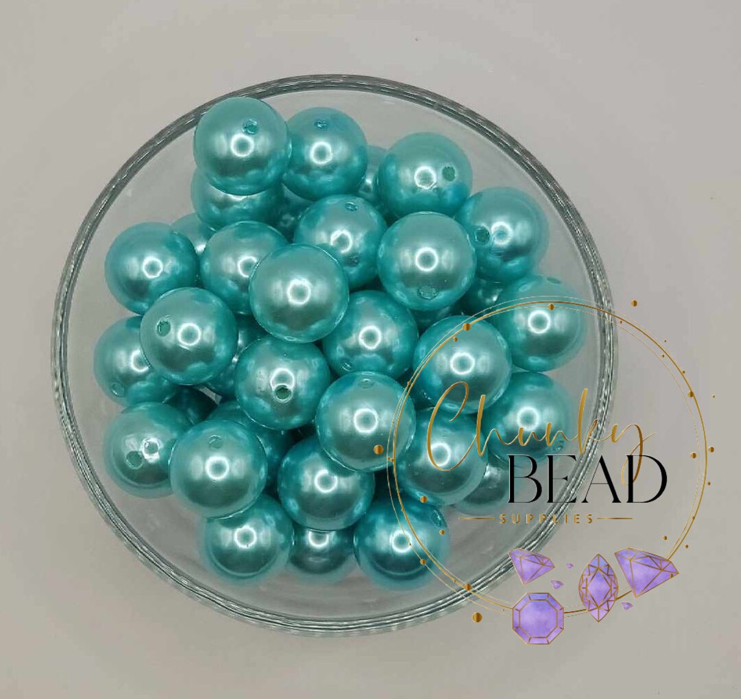 20mm turquoise Blue Pearl Acrylic Beads, Chunky Bead Supplies, CBS ...