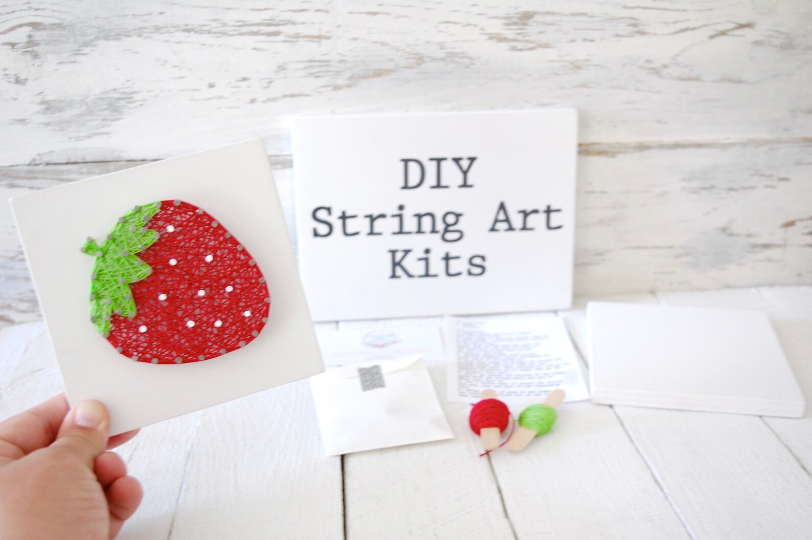 DIY Strawberry String Art Kit Do It Yourself Strawberry - Etsy