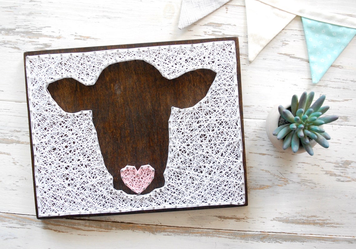Cow String Art Cow Decor Cow Art Cow Sign Farmhouse Decor | Etsy