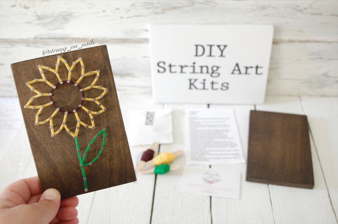 Sunflower DIY String Art Kit Flower Decor Tiered Tray Sign | Etsy