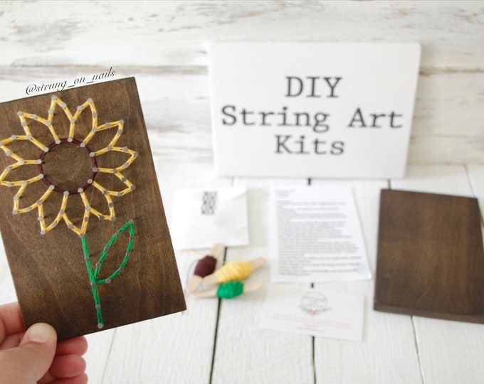 Sunflower DIY String Art Kit, Flower Decor, Tiered Tray Sign, Florals ...