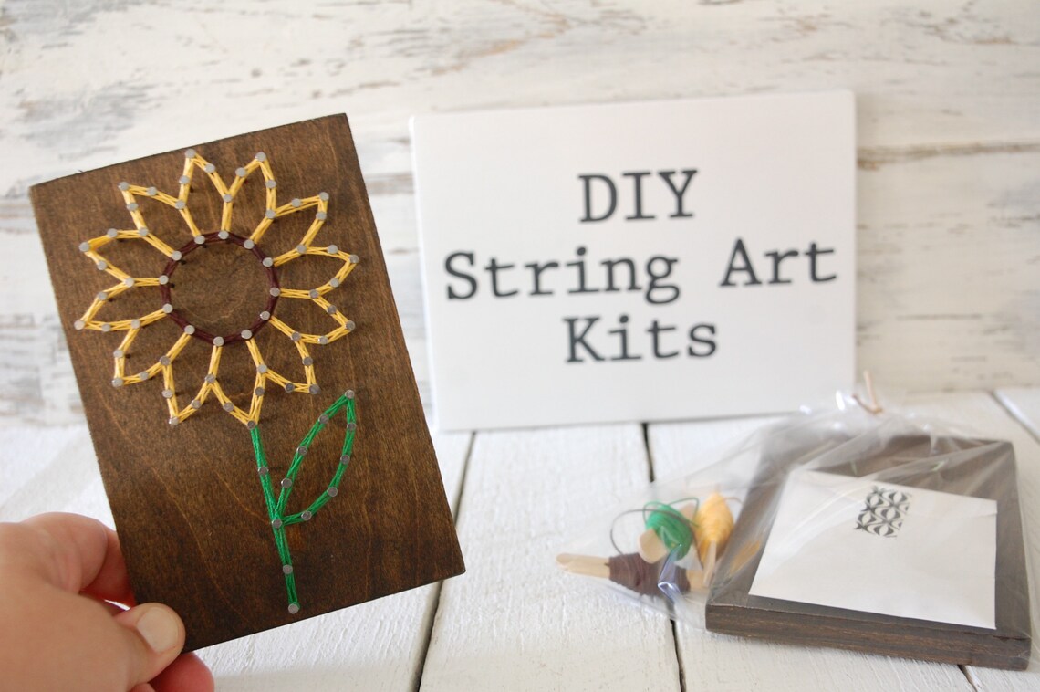 Sunflower DIY String Art Kit Flower Decor Tiered Tray Sign | Etsy