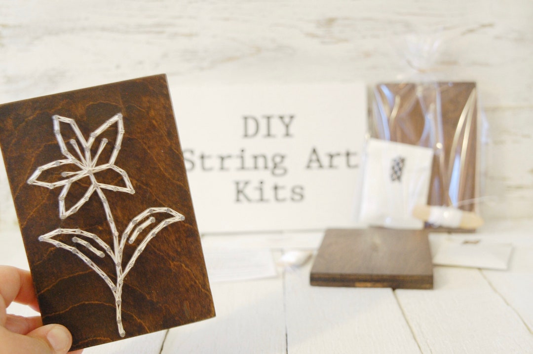 Flower DIY String Art Kit Flower Decor Tiered Tray Sign - Etsy