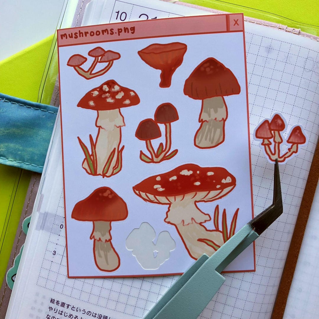Mushroom Sticker Sheet: Waterproof Matte Planner Stickers - Etsy