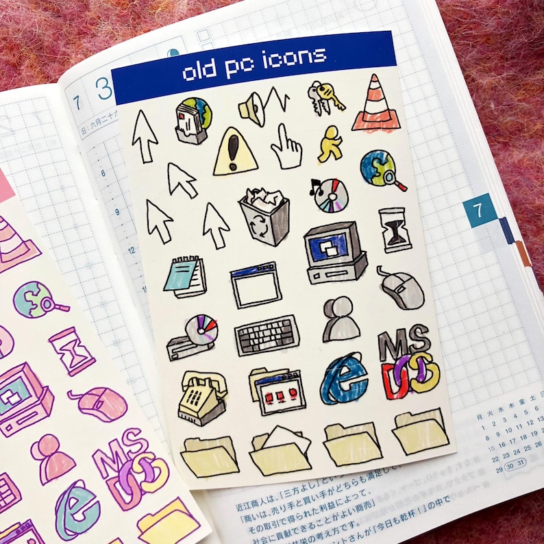 Y2K PC Icons Sticker Sheet: Webcore Planner Stickers - Etsy