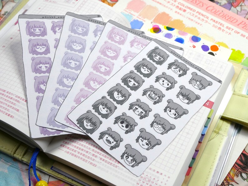 Emote Stickers Cute Pastel Emotion Sticker Sheet FREE - Etsy
