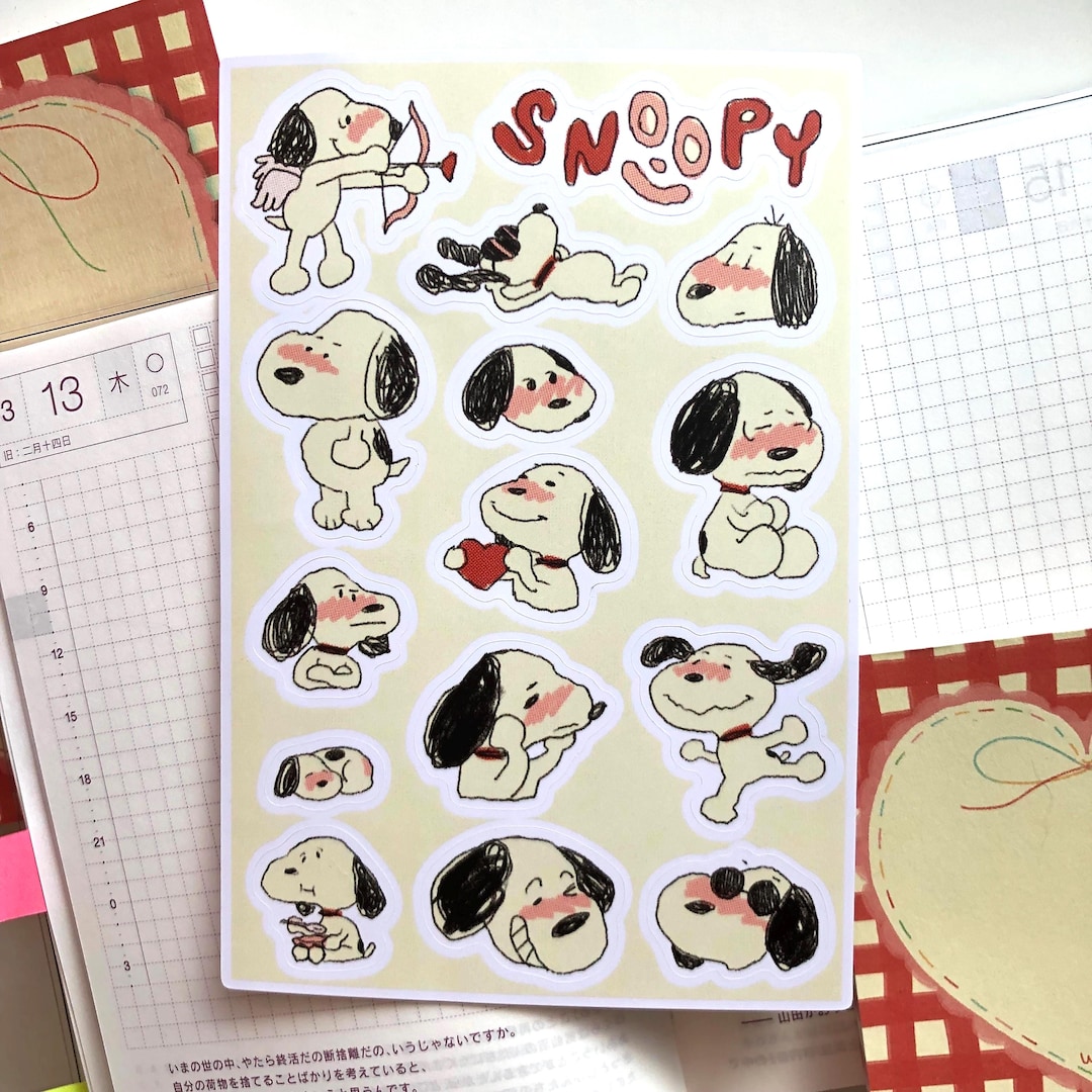 Beagle Valentine Sticker Sheet: Glossy Waterproof Y2K Planner Stickers ...