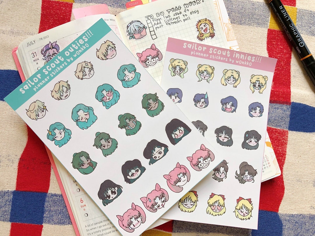 Magical Sailor Girls Emote Stickers | Emotion Tracker Journal Stickers ...