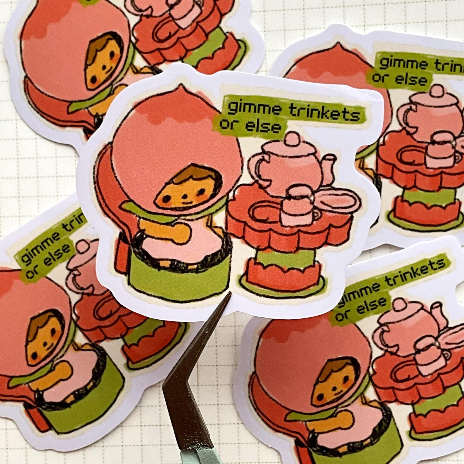 Gimme Trinkets OR ELSE | Kawaii Kewpie Trinket Junimocore Die Cut Vinyl ...