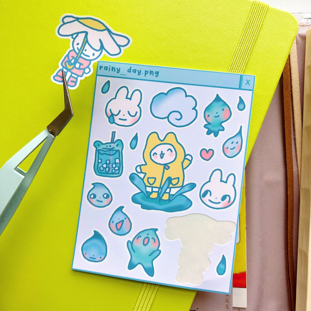 Rainy Day Waterproof Matte Sticker Sheet: Planner Stickers - Etsy