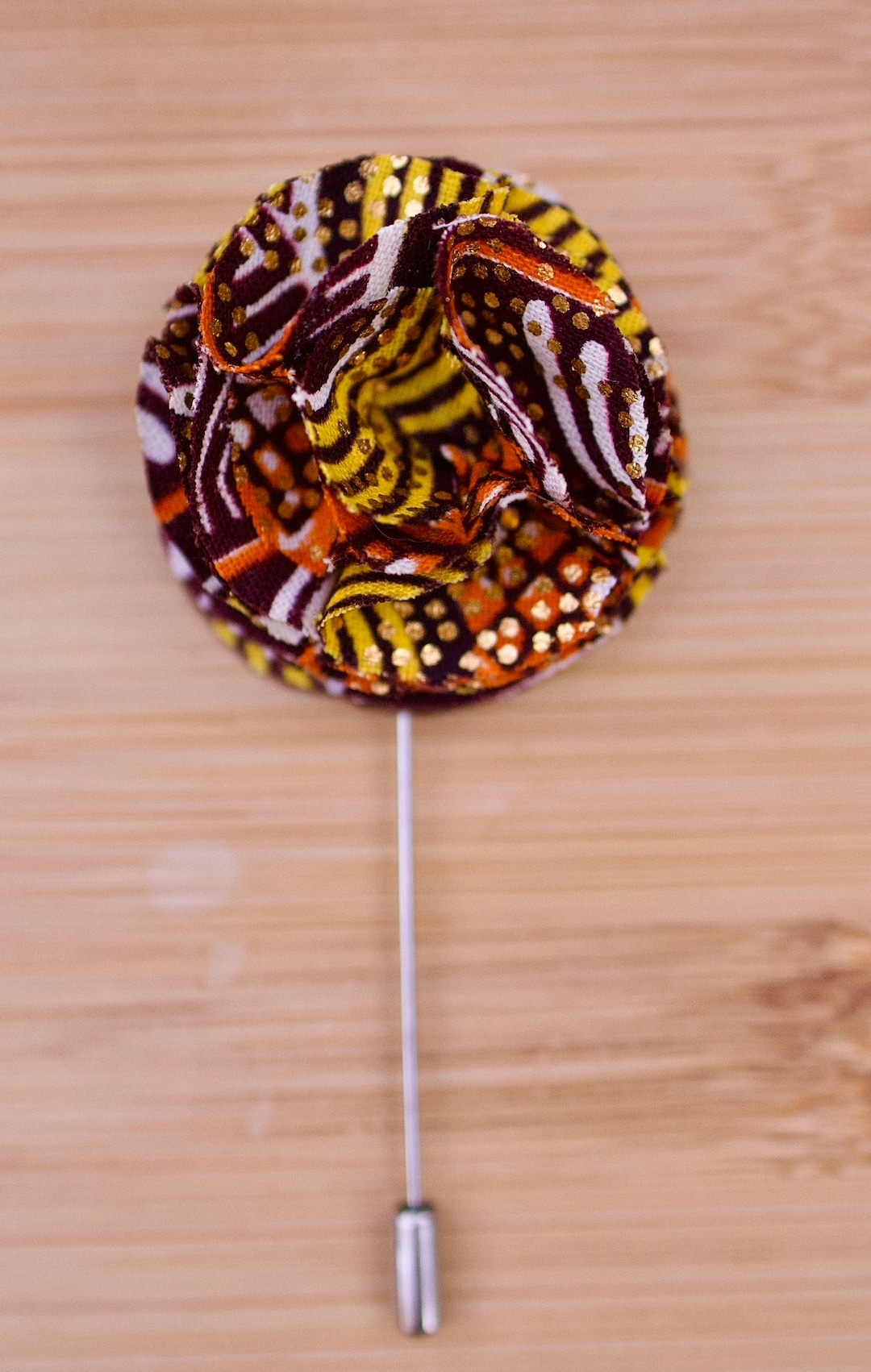 Ankara Lapel Pin, African Print Lapel Pin, Orange and Gold Lapel Pin, Groom’s Accessories ...