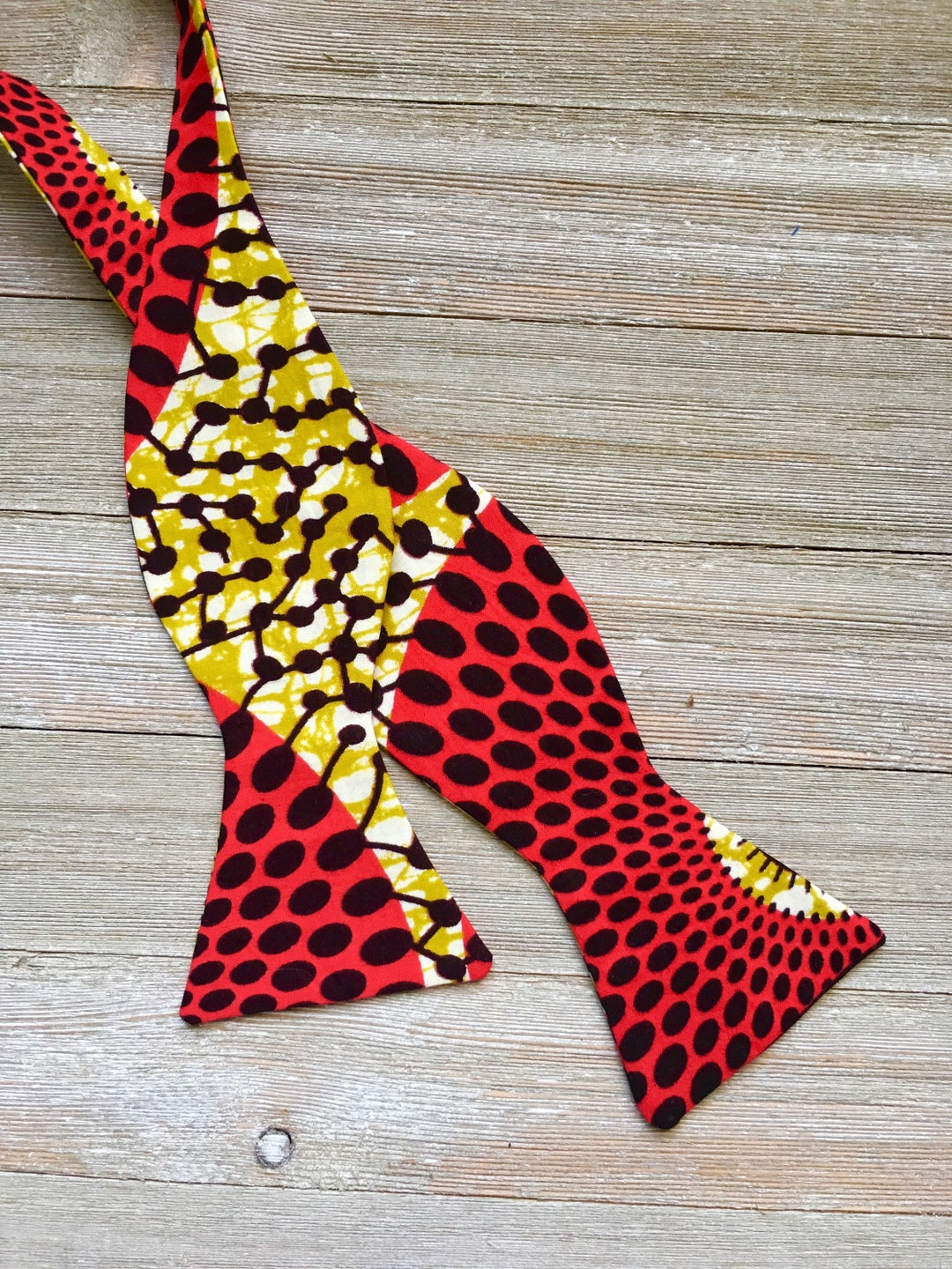 African Fabric Bow Tie, Self-tie, Red Bowtie - Etsy