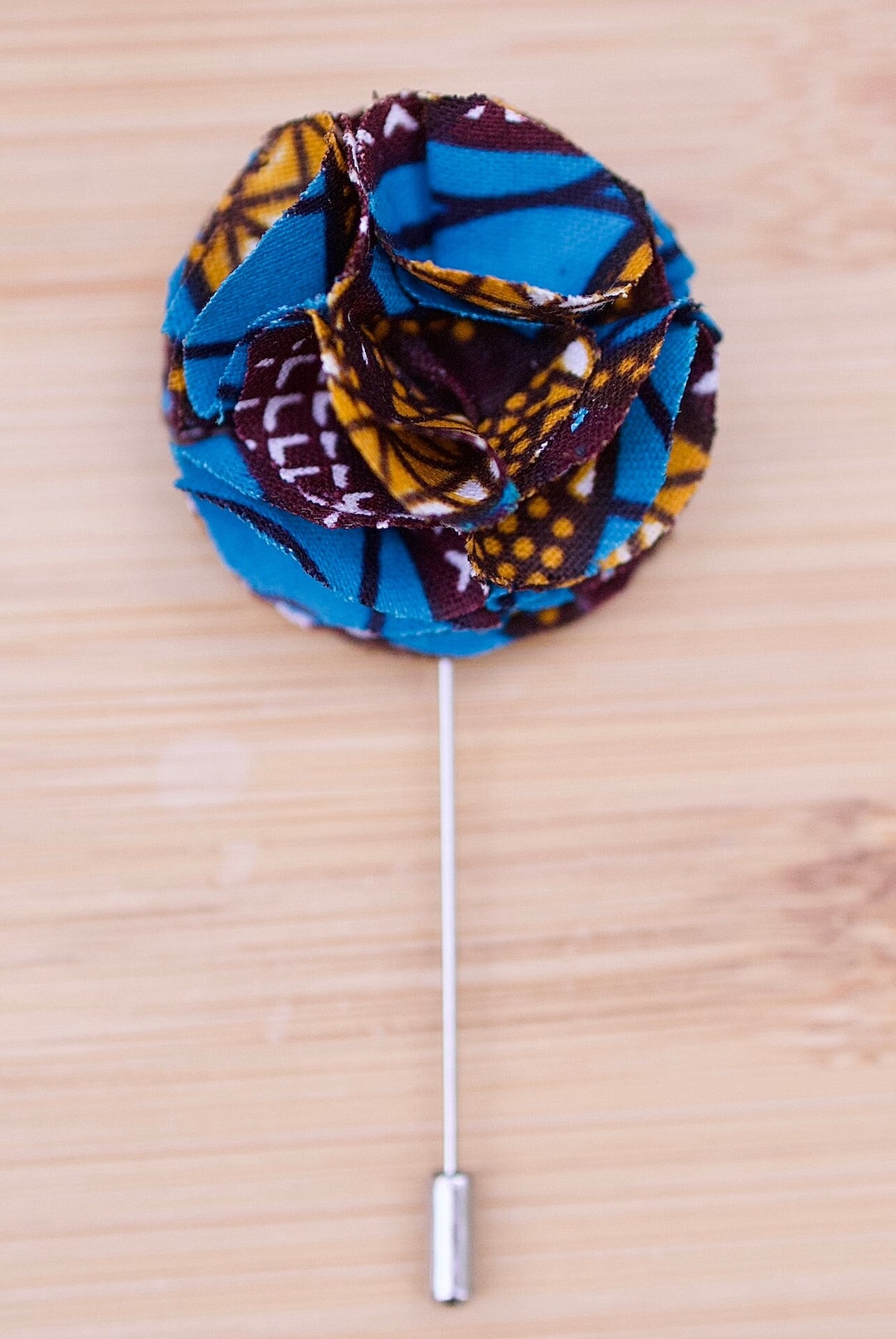 Ankara Lapel Pin, African Print Lapel Pin, Blue Lapel Pin, Grooms Accessories, Groomsmens ...