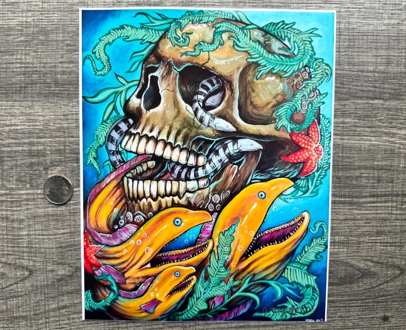 Skull and Eels 8x10” Print - Etsy