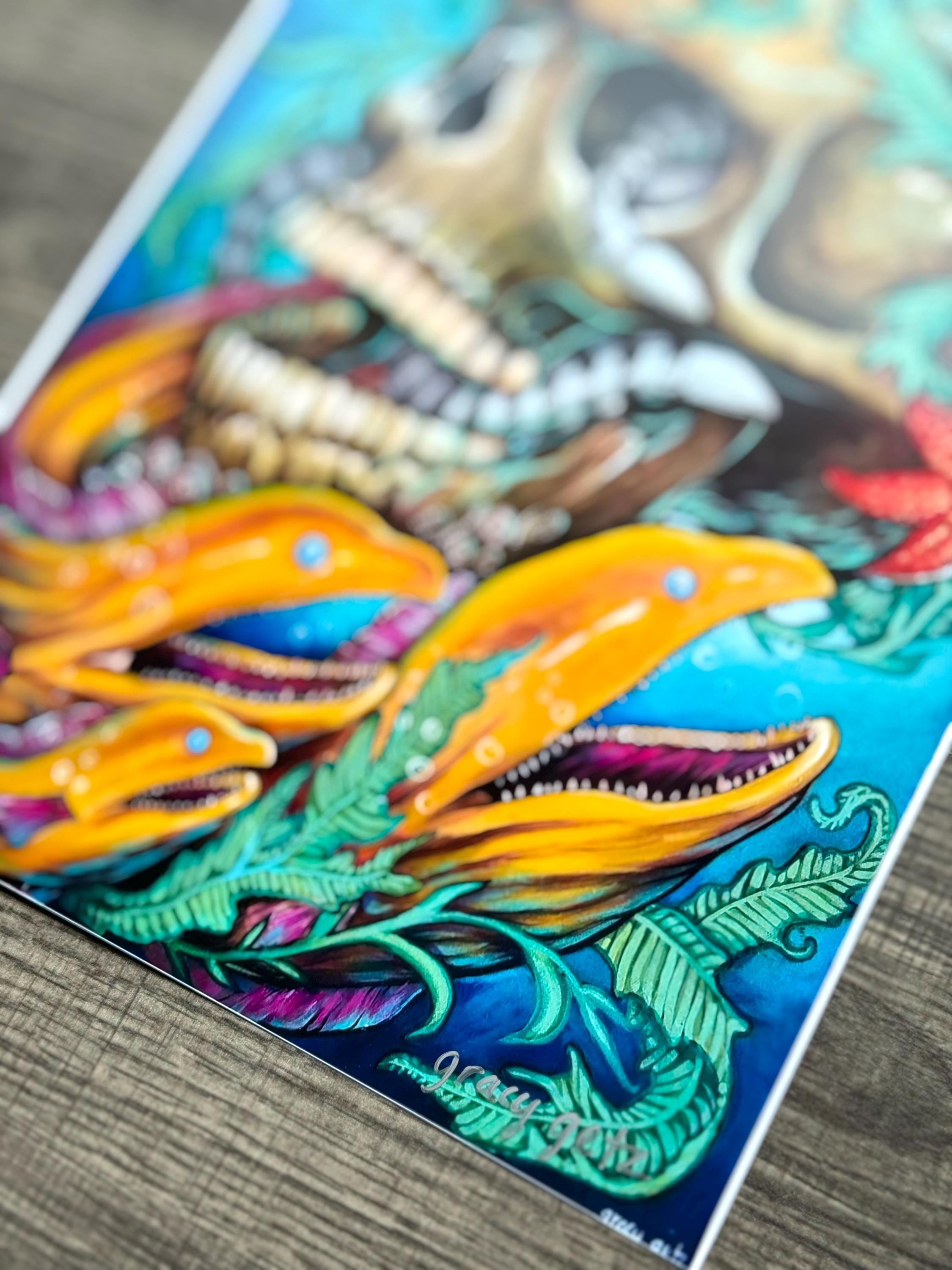 Skull and Eels 8x10” Print - Etsy