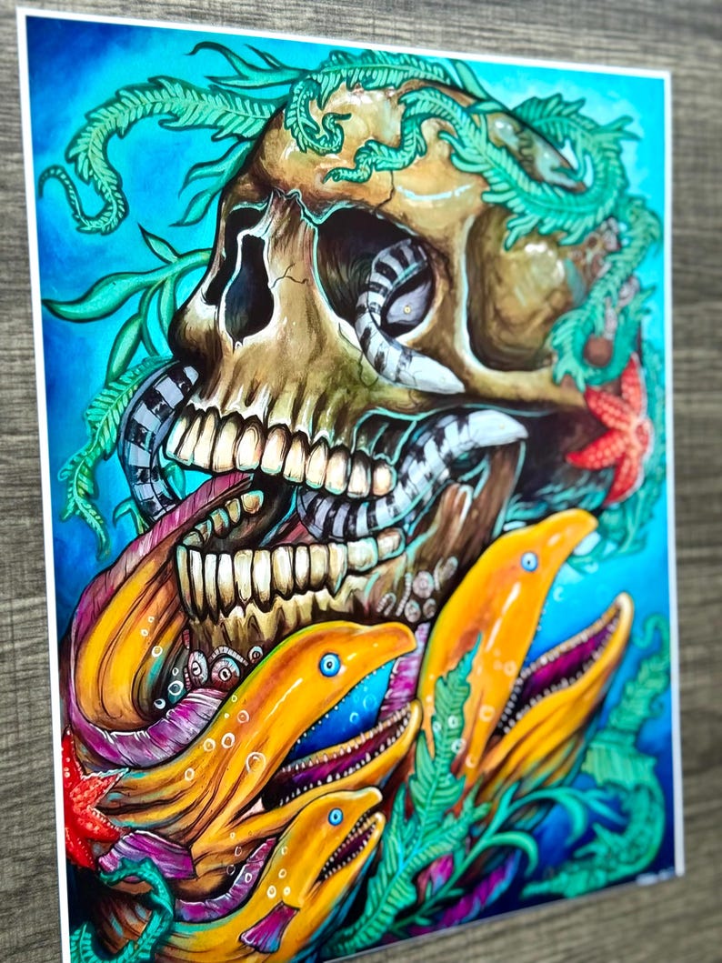 Skull and Eels 8x10” Print - Etsy