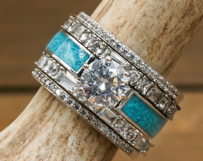 Multi Color Bridal Ring Set - Etsy