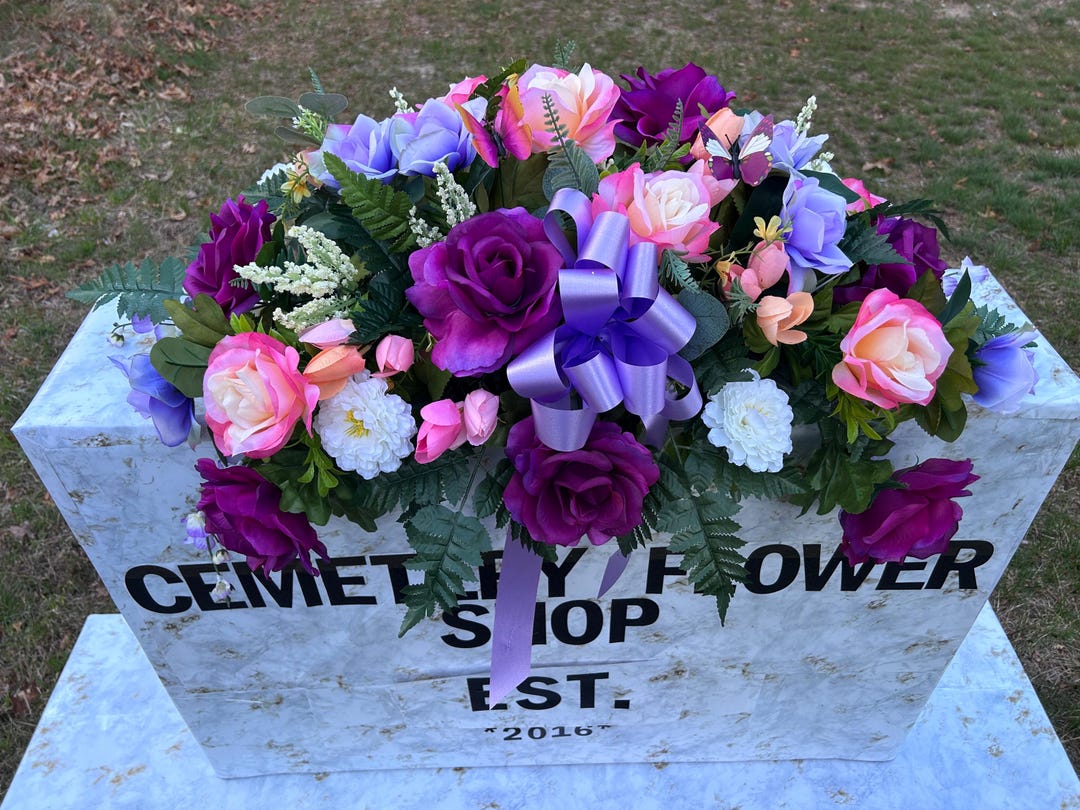 Spring Cemetery Flowers - Cemetery Flowers for Mom - Cemetery Saddle ...