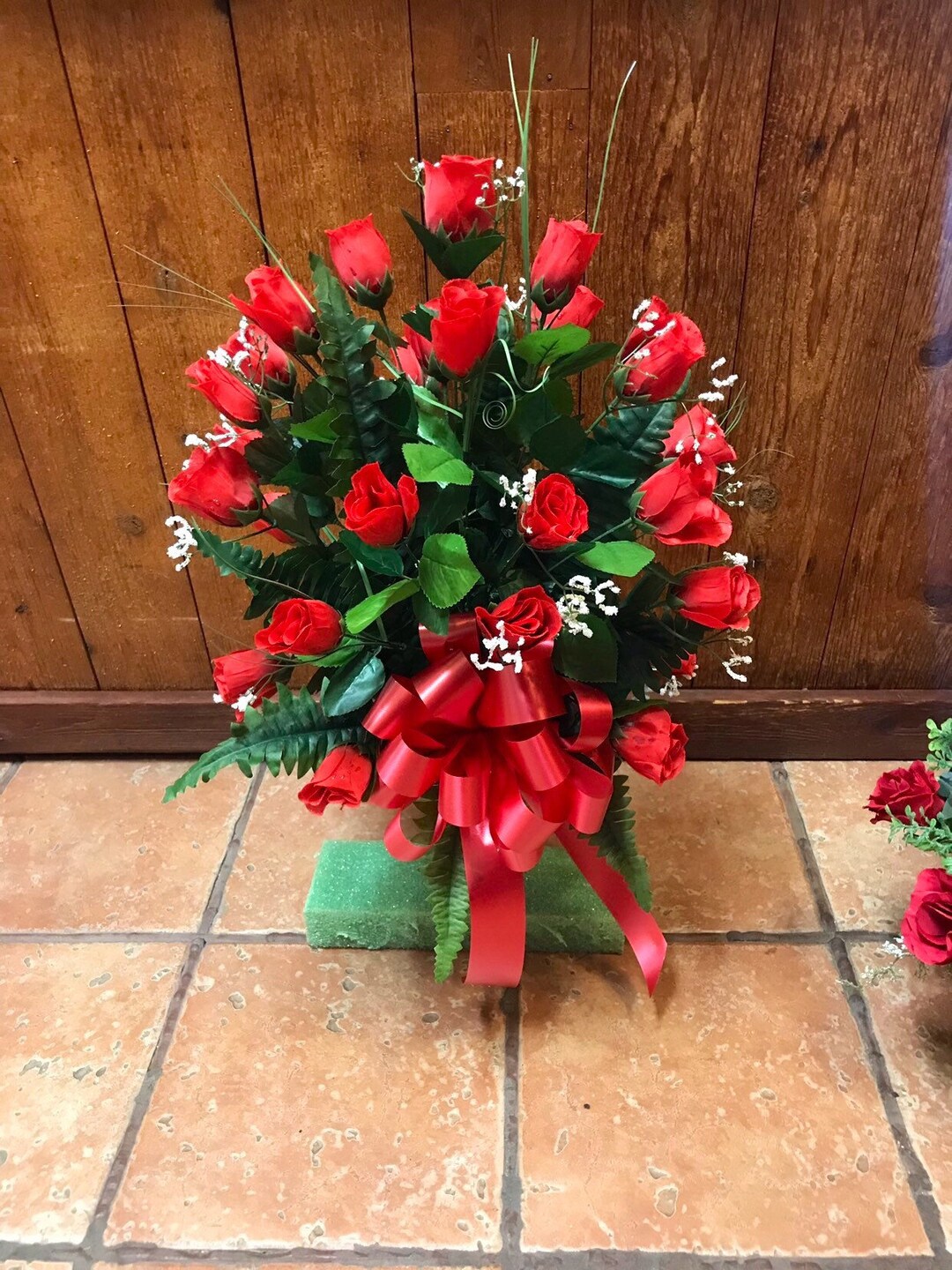 All Around Red Rose Cemetery Flowers - Flowers for Grave - Gravesite ...