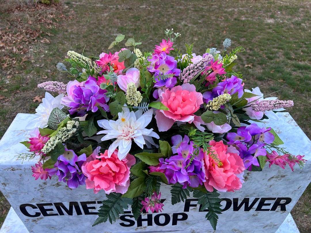 Spring Cemetery Flowers - Mom- Saddle - Flowers for Grave - Cemetery ...