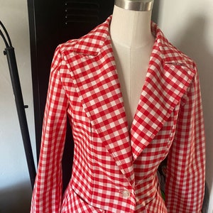 60s Gingham Matching Set With Fitted Blazer and Mini Pleated Skirt; 60s ...