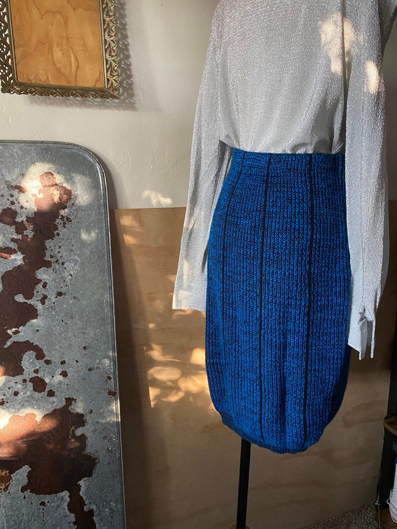 Vintage 80s Striped Knit Blue & Black Tube Top 80s Varsity - Etsy