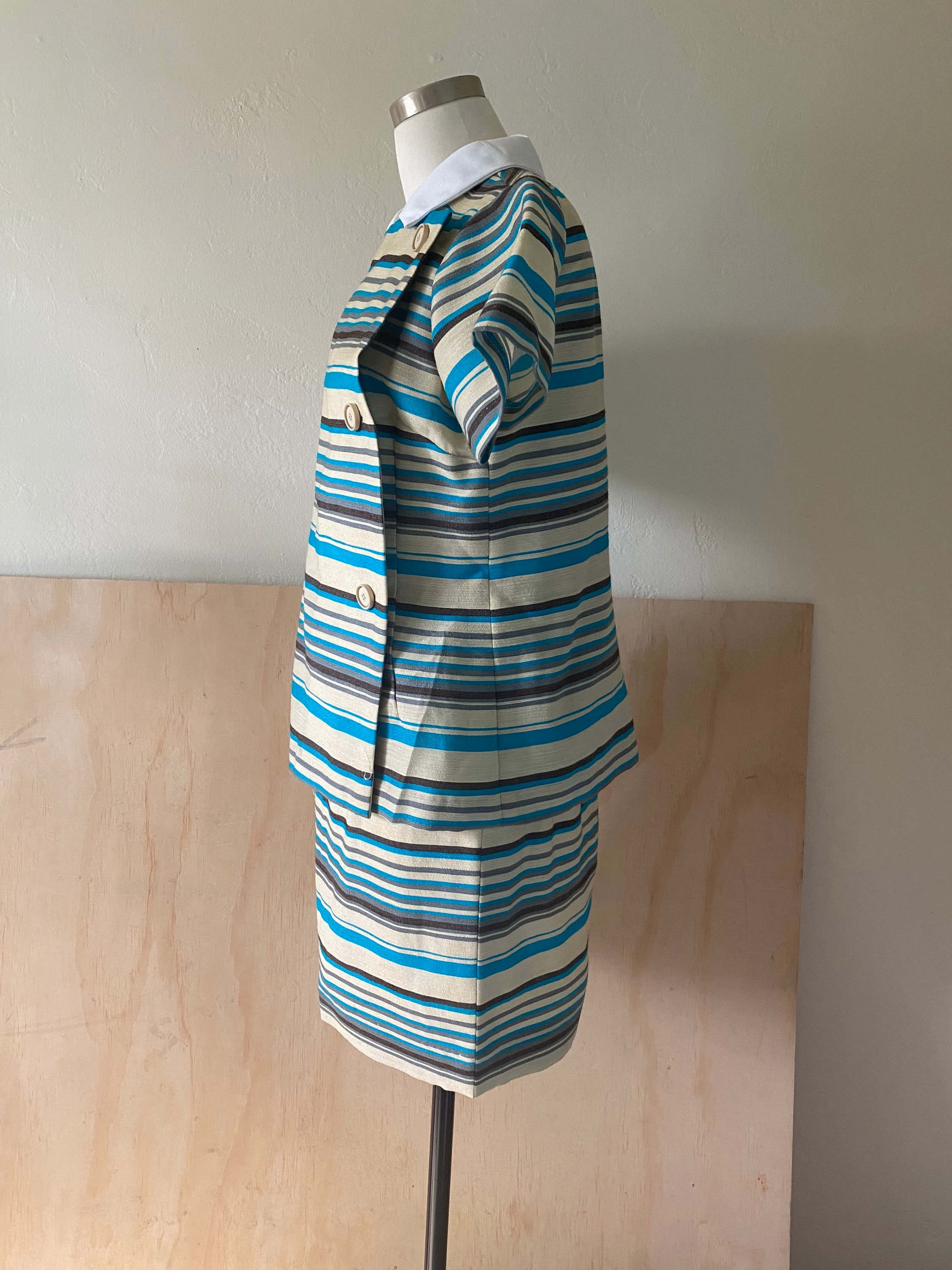 Vintage 60s Retro Striped Matching Skirt Set With Suit Jacket | Etsy