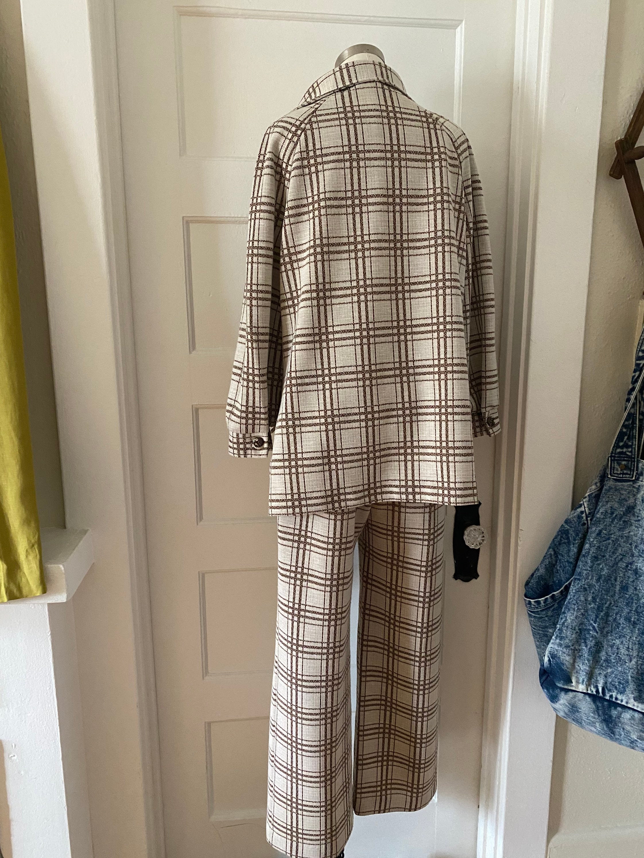 Vintage 70s Striped and Plaid Matching Set with Brown and | Etsy