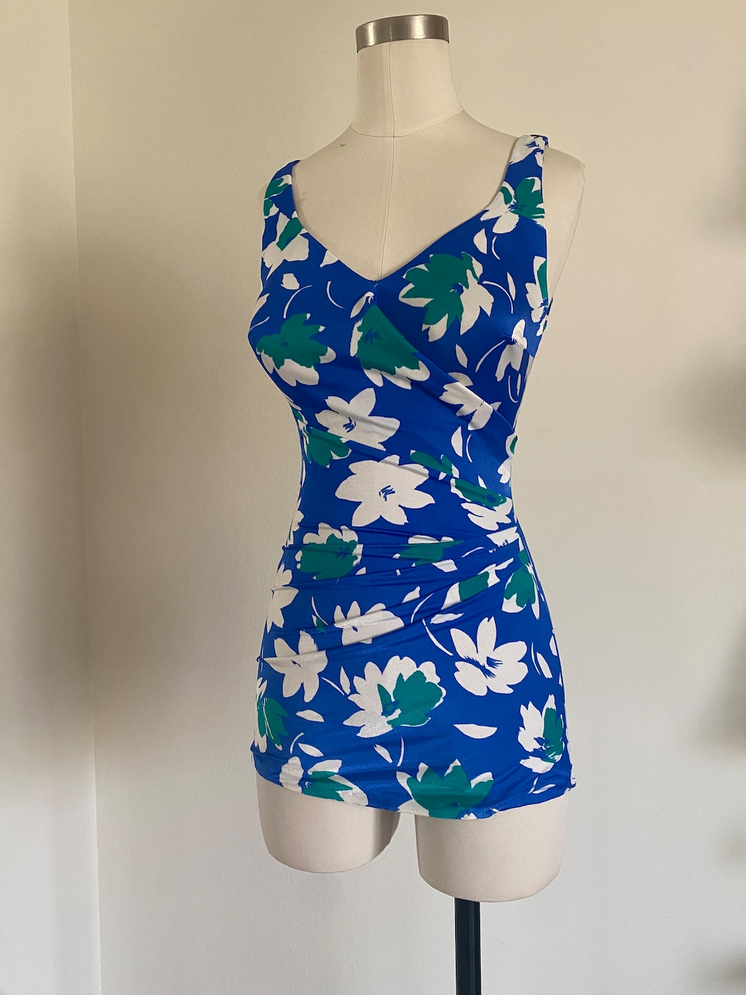 Vintage 60s 70s Roxanne One Piece Bathing Suit With Abstract Florals ...