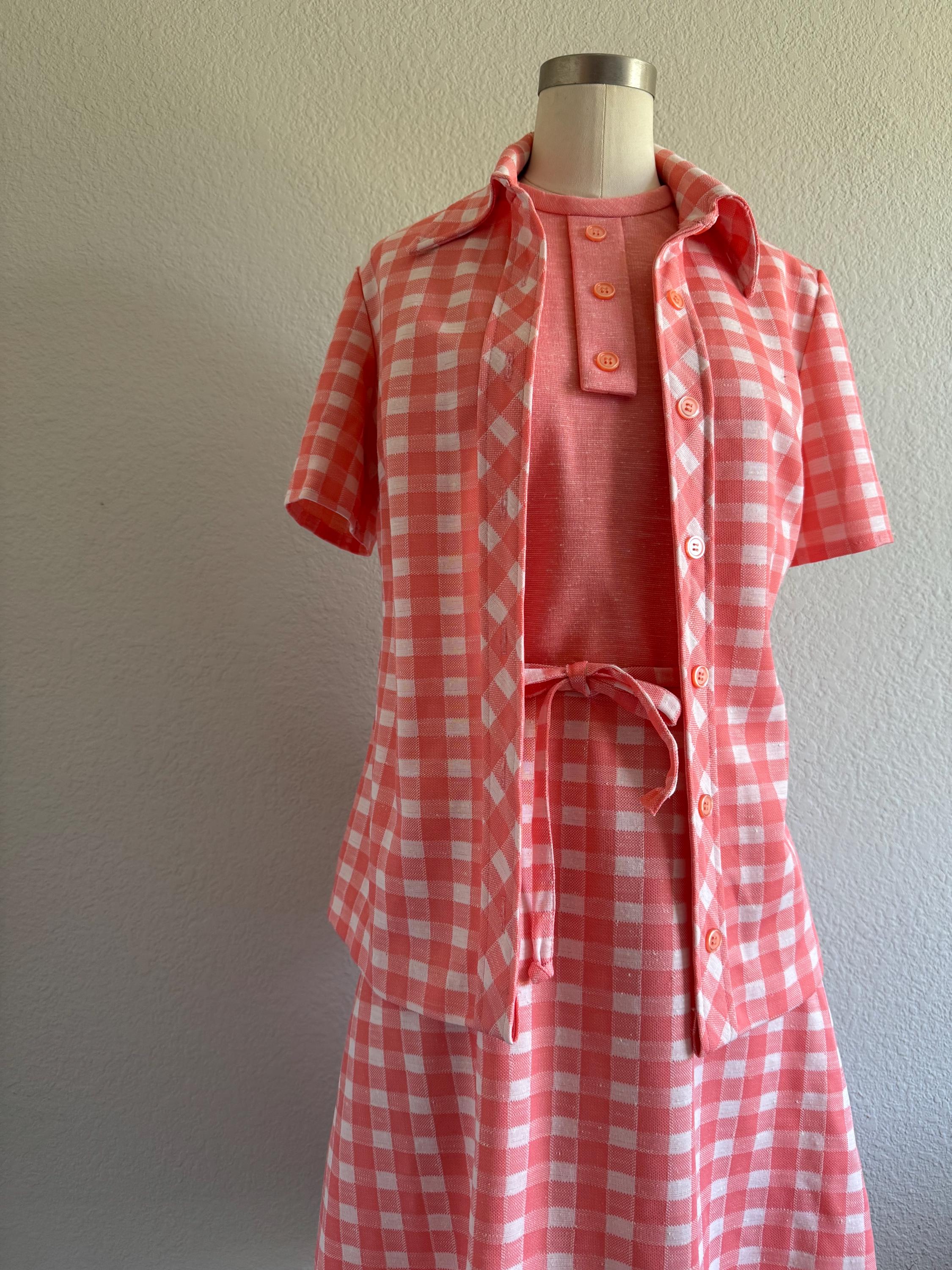 60s Mod Mini Tank Dress in Gingham With Matching Cropped Jacket; 60s ...