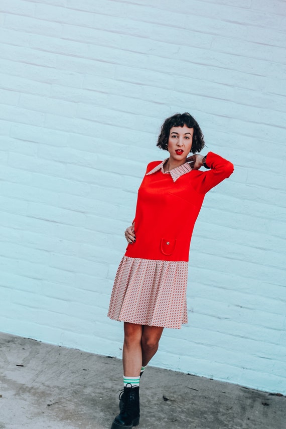 Vintage 60s Mod Micro Mini Dress with Checkerboard Pr… - Gem