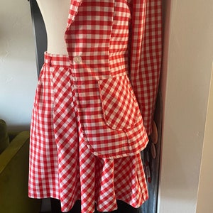 60s Gingham Matching Set With Fitted Blazer and Mini Pleated Skirt; 60s ...