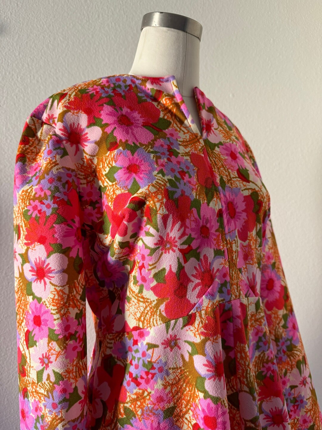 Vintage 60s Psychedelic Day Glo Daisy Maxi Dress Abstract Floral 60s ...