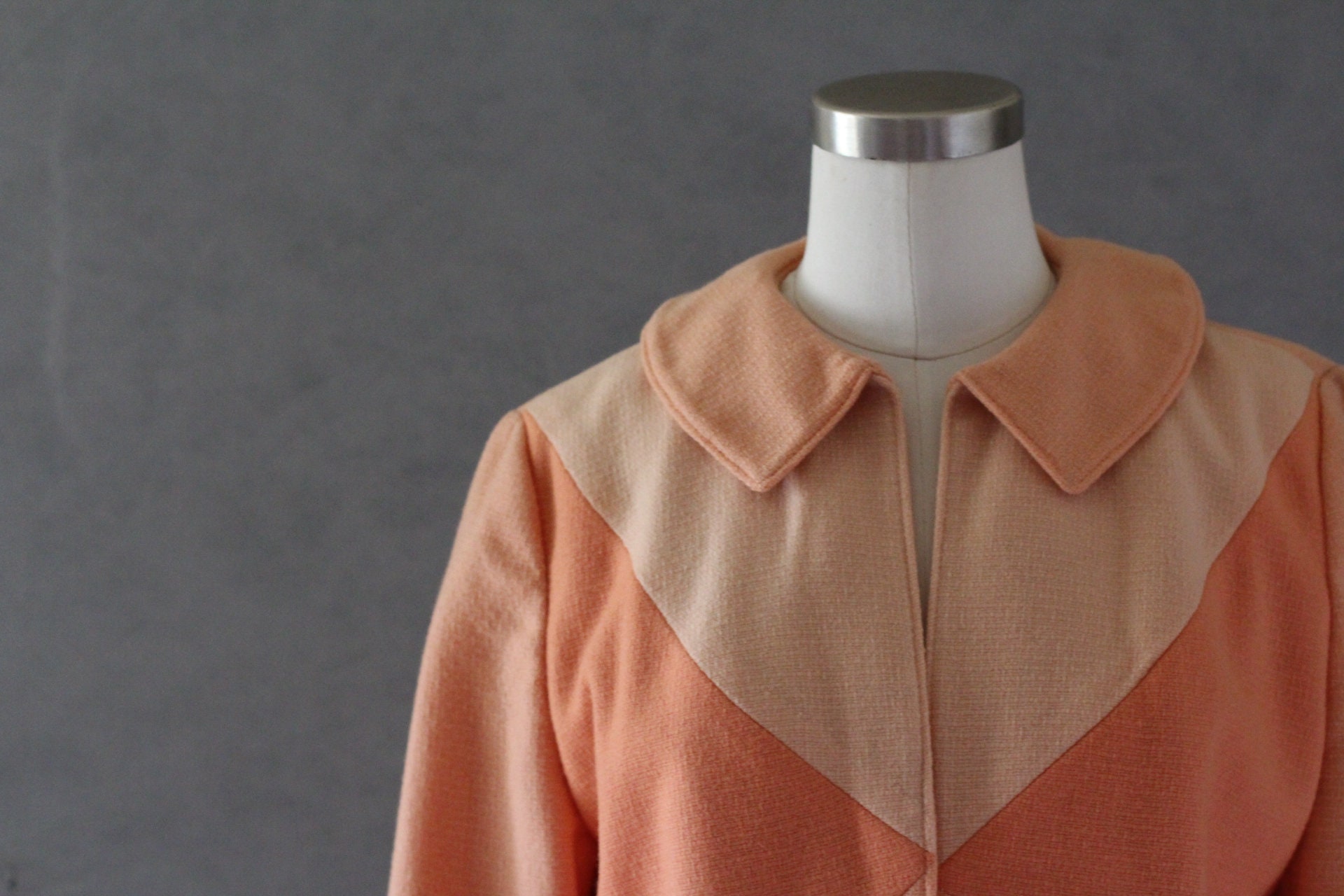 Vintage 60s Colorblocked Matching Set With Peach and Orange Peter Pan ...