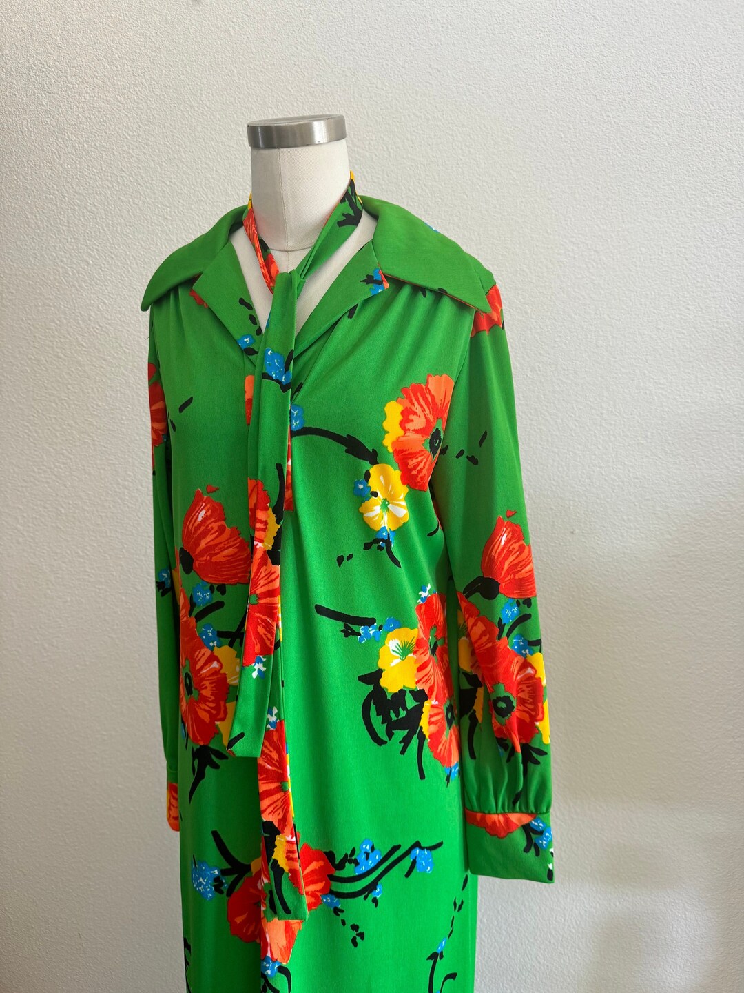 Vintage 60s Psychedelic Day Glo Daisy Maxi Dress Abstract Floral ; 60s ...