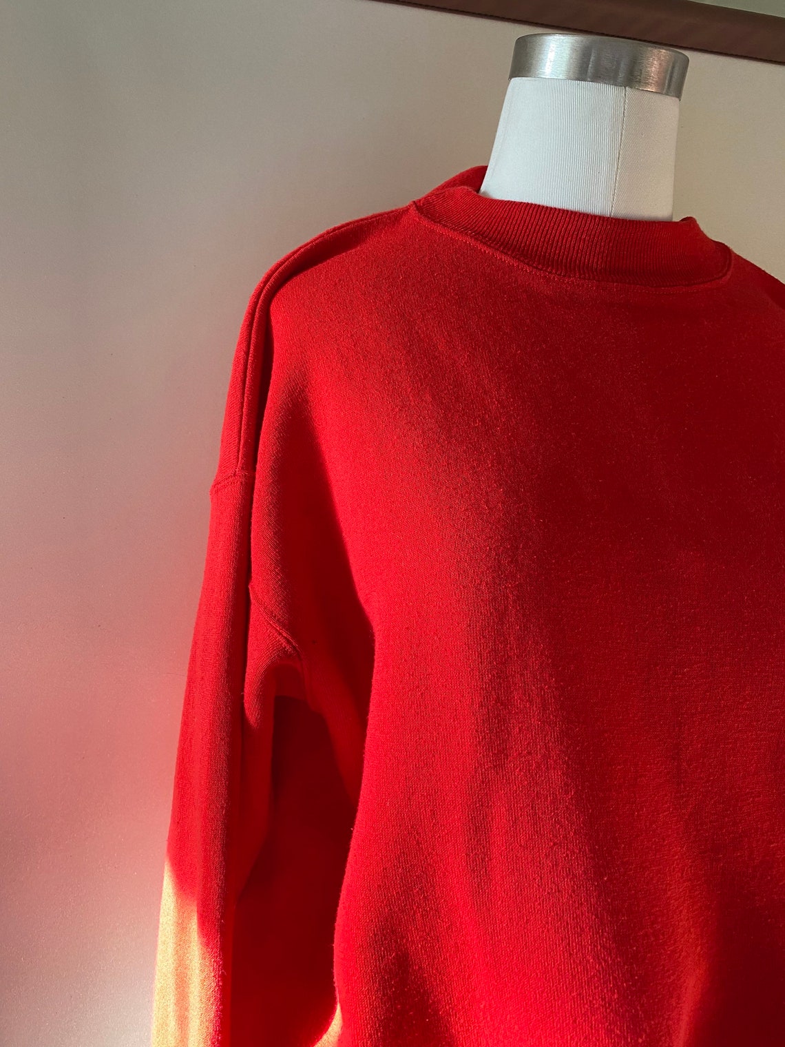 Vintage 80s Varsity Crewneck Sweater; 80s Blank Basic Red Jersey ...