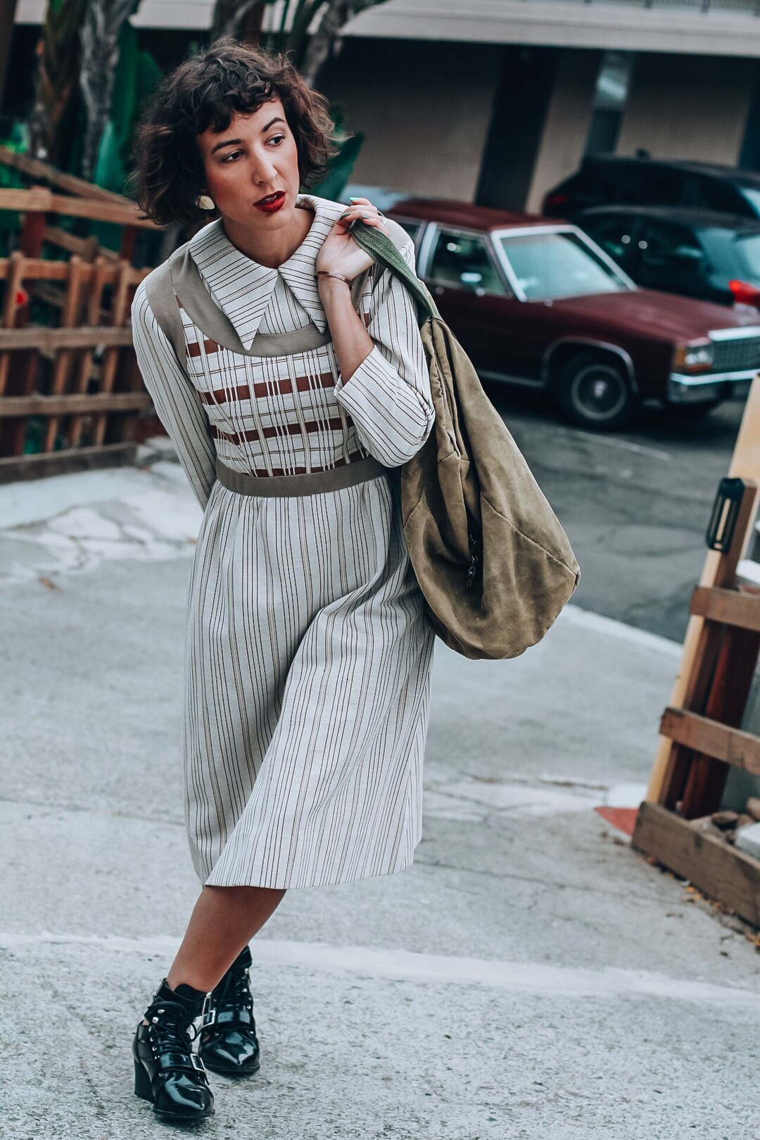 Vintage 60s Mod Micro Mini Dress With Vertical Stripes and Wingtip ...