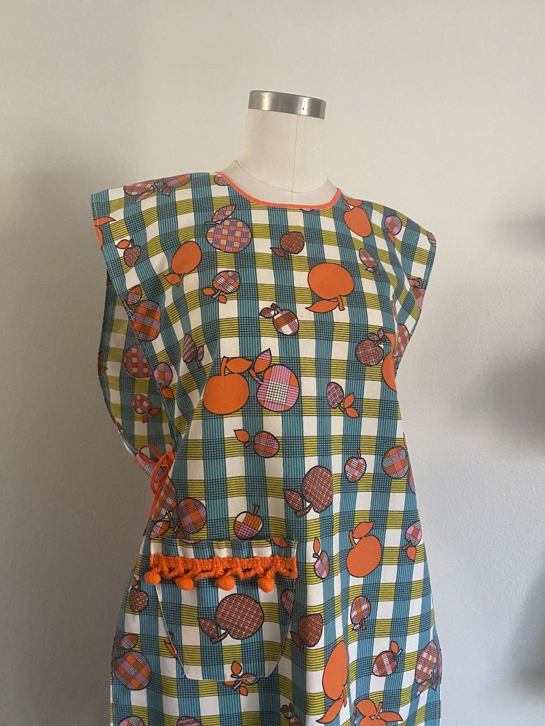 Vintage 60s Sleeveless Smock Top With Deep Pocket 70s Colorful Apron ...