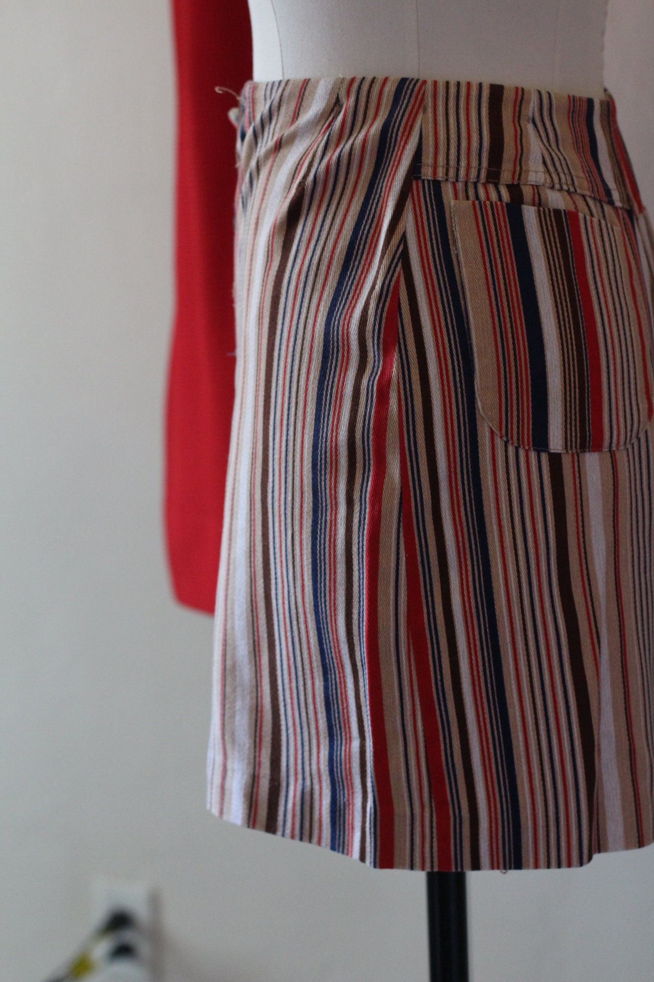 70s Striped Nautical Shorts With Navy Button Detail Red - Etsy