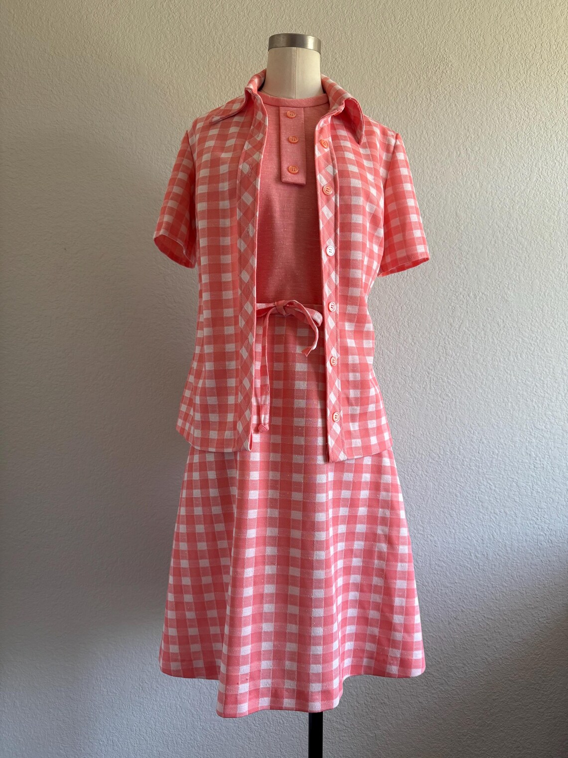 60s Mod Mini Tank Dress in Gingham With Matching Cropped Jacket; 60s ...