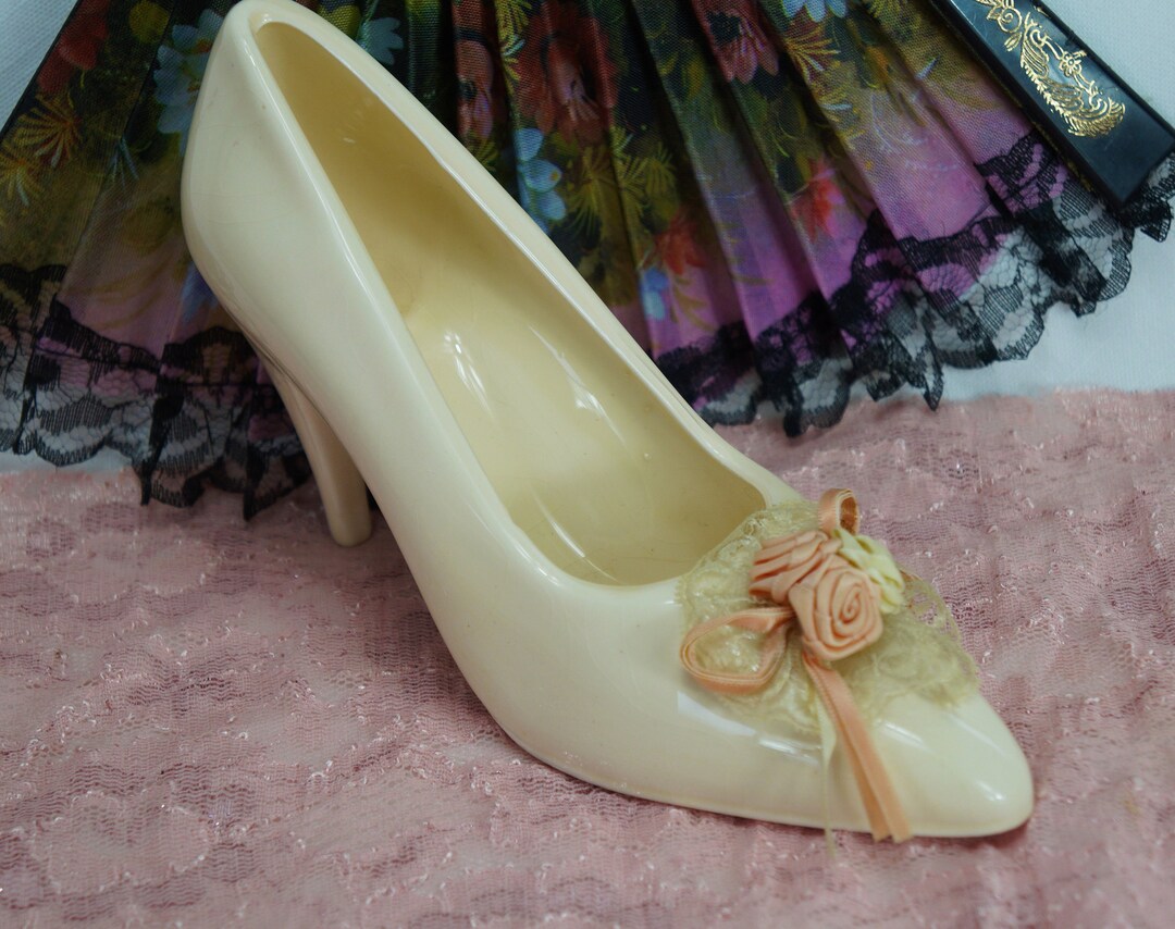 Large High Heel Shoe Figurine/embellished Shoe/ceramic High - Etsy