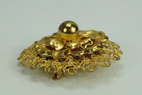 Gold Colored Flower Brooch/Bright Gold/Colorful 3D Fl… - Gem