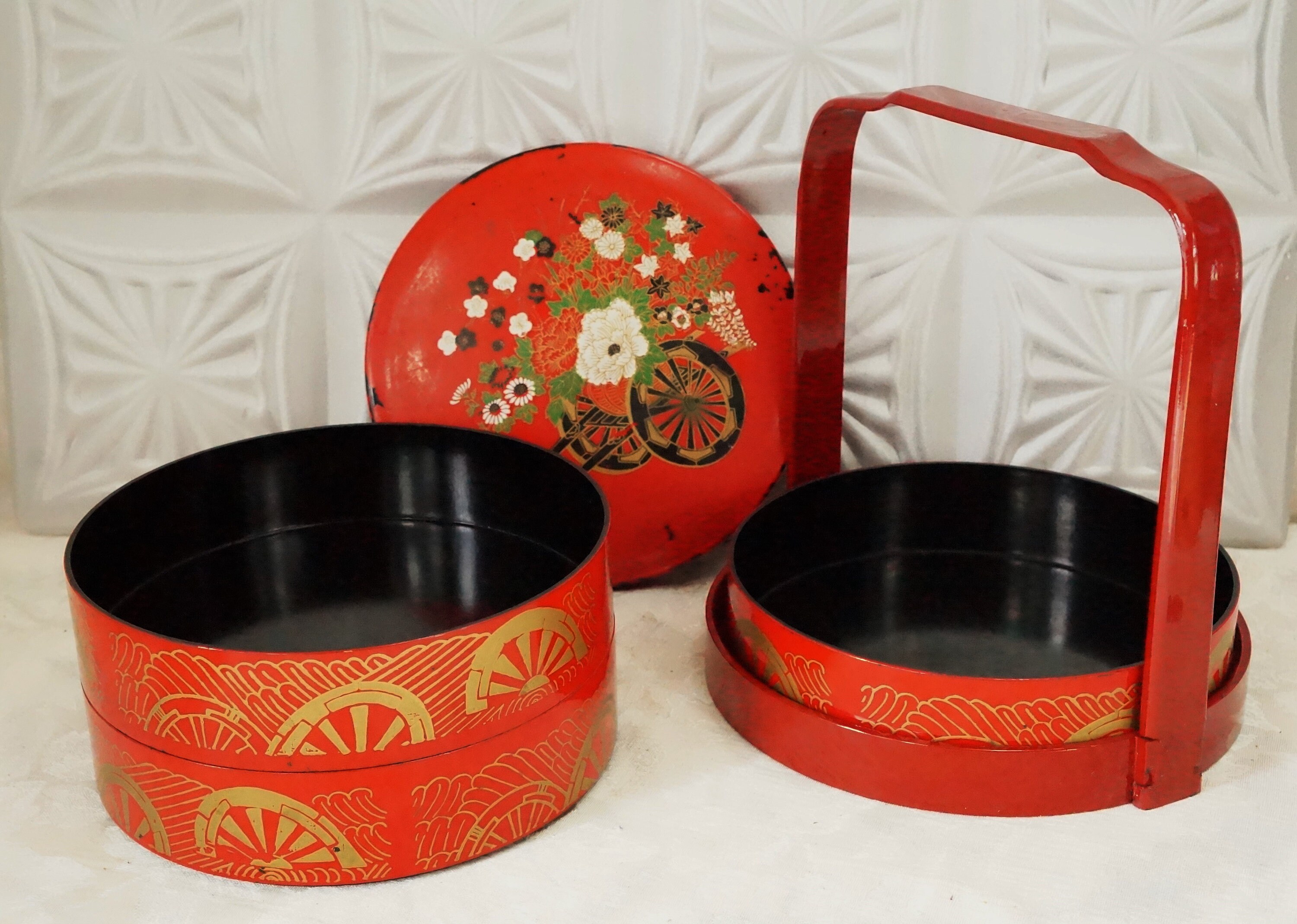 Vintage Stacking Boxes With Caddy/asian Stackable Round | Etsy