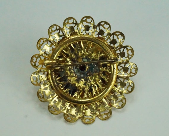 Gold Colored Flower Brooch/Bright Gold/Colorful 3D Fl… - Gem