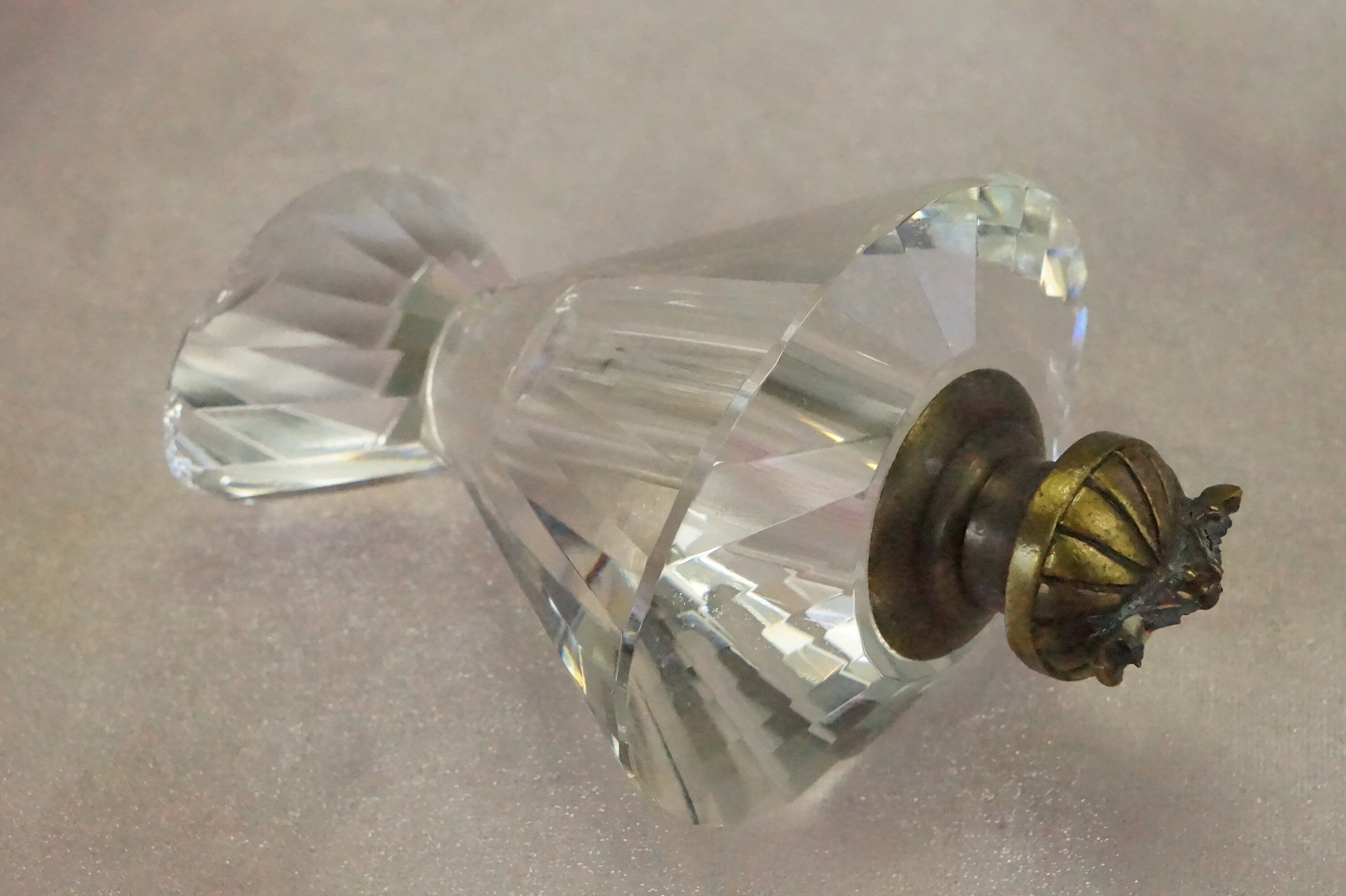 Crystal Lead Perfume Bottle With Dabber/faceted Sides/metal Cap/elegant ...